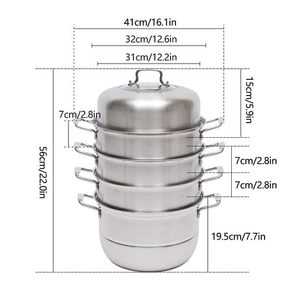 5 Tier Stainless Steel Steamer Pot Set - Bed Bath & Beyond - 37291519