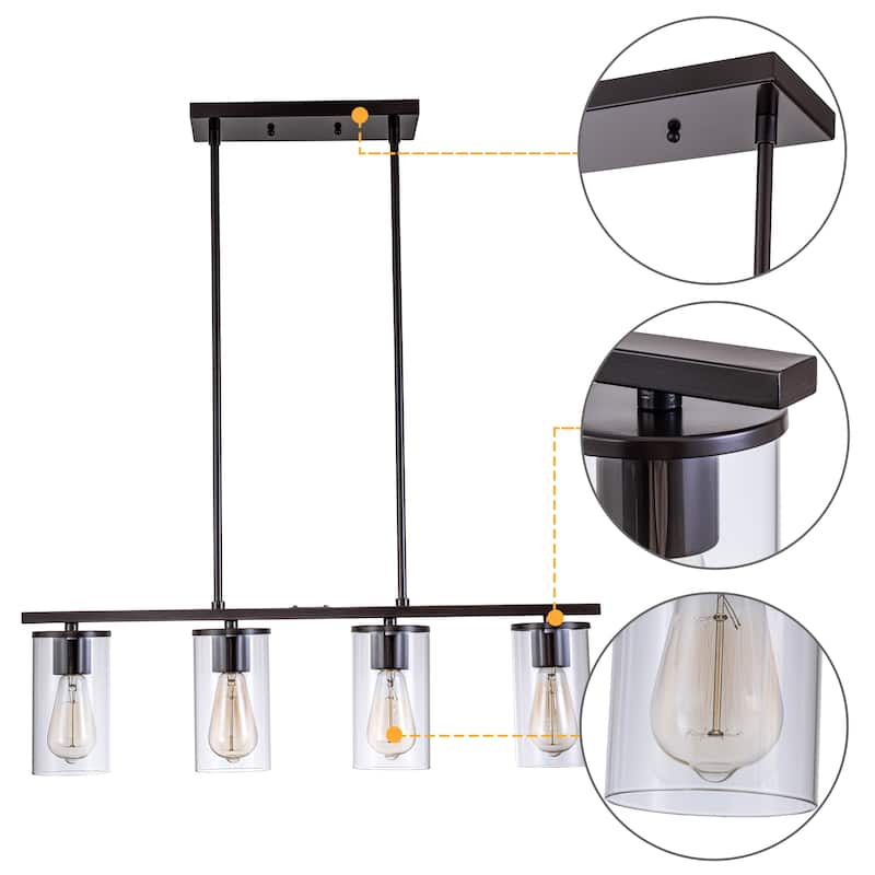 4-Light Oil-rubbed Bonze Kitchen Pendant Light with Clear Glass Shade ...