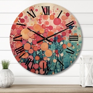 Designart "Coral Oasis II" Abstract Landscape Oversized Wood Wall Clock ...