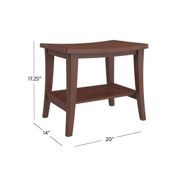 Hillsdale Preston Walnut Acacia Wood Shower Stool - 20" x 14" x 17.25 ...