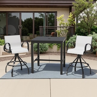 3/5-Piece Aluminum Sunbrella Textilene Fabric Swivel Bar Stools and ...
