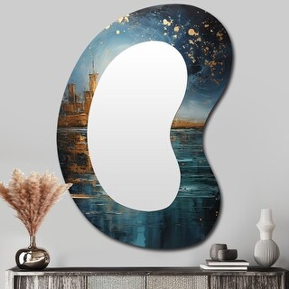Eastern Golden City Full Moon Ocean - Abstract Landscapes Wall Mirror ...