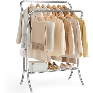Heavy Duty Hanger, Double Rod Hanger with 6 Hooks, Clothes Storage and ...