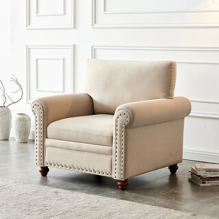 Sturdy and Comfortable Single Sofa Chair with Wood Legs and Nailhead ...