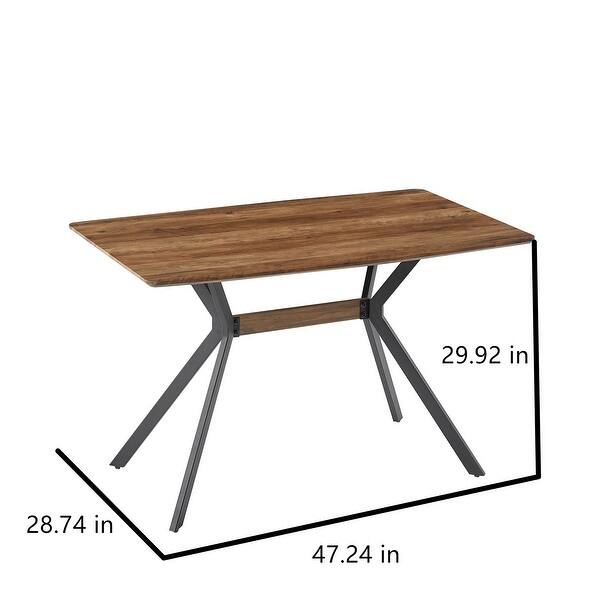 Modern Minimalist Style Dining Table MDF wooden Top Black Metal Shelf ...