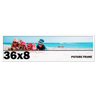 36x8 Frame White Solid Wood Picture Frame Includes UV Acrylic Shatter ...