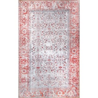 4' X 6' Berry Red Oriental Power Loom Stain Resistant Area Rug - 3'6 ...