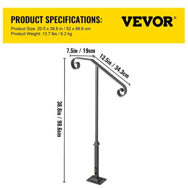 Single Post Handrail Wrought Iron Post Mount Step Grab Supports in ...