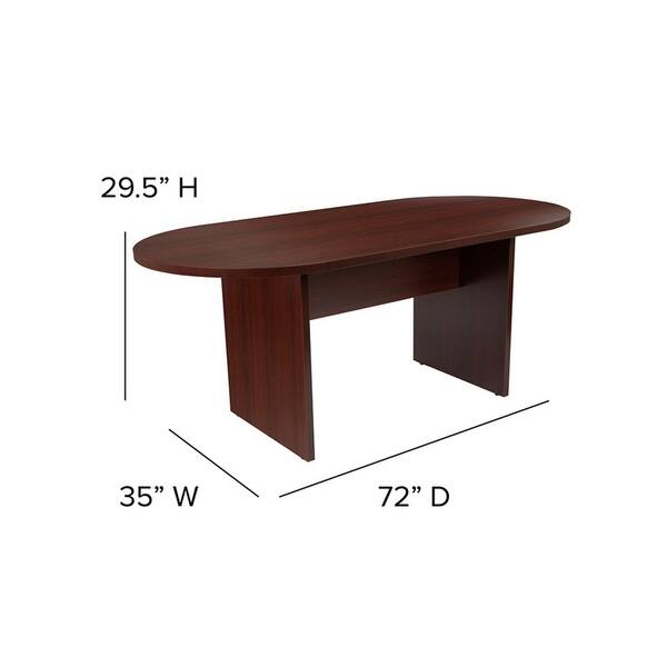 Offex 5 Piece Mahogany Oval Conference Table Set with 4 Black ...
