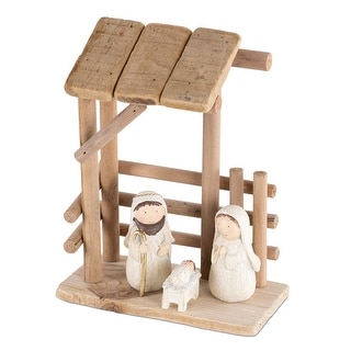 8.75" Beige White Wooden Creche Nativity Scene Christmas decor - Bed ...