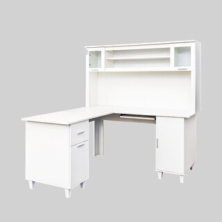 60-Inch Office Desk with Storage Shelves, Drawer, and Cabinets ...