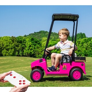 Fun 12V Ride-On Golf Cart for Kids with Detachable Roof Wide Seat and ...