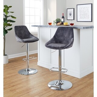 Silver Orchid Alba Adjustable Bar Stool with Rounded Rectangle Footrest ...