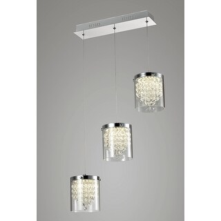 LED Crystal Pendant Lighting with Chrome Steel Frame and Glass Shades ...