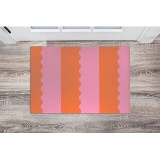 WAVY HORIZON PINK AND ORANGE Doormat By Becky Bailey - Bed Bath ...
