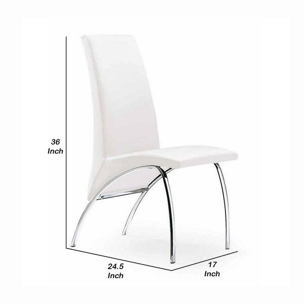 Roan 17 Inch Accent Chair, Set of 2, Chrome Legs, White Vegan Leather ...