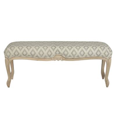 Carved Leg Diamond Upholstered Bench in Beige - Overstock - 33566212