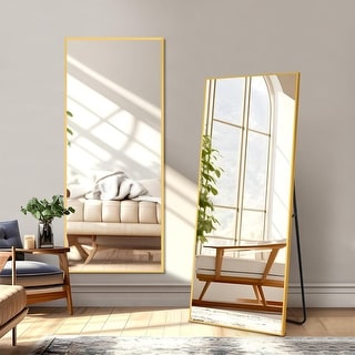 Arched Full Length Mirror, 56 x 19 Aluminum Framed Floor Mirror - 56" x ...