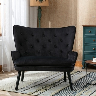High Back Accent Chair Comfortable Fabric Padded Seat Modern Arm-sofa ...