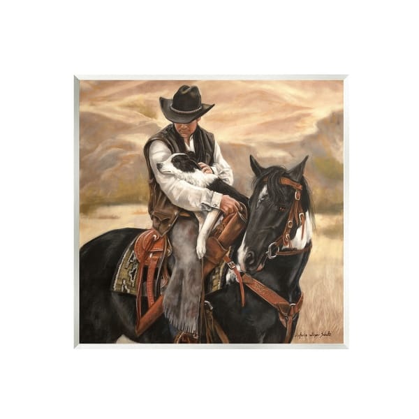 Stupell Cowboy with Dog Landscape Wall Plaque Art Design by Victoria ...