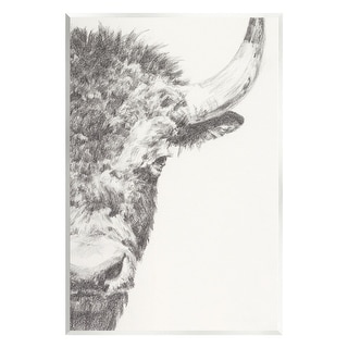 Stupell Rural Bison Animal Drawing Detailed Graphite Wildlife Wood Wall ...