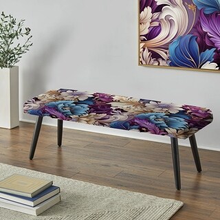Gatsby Paisley Deco Blue And Purple Flowers - Floral Upholstered Bench ...
