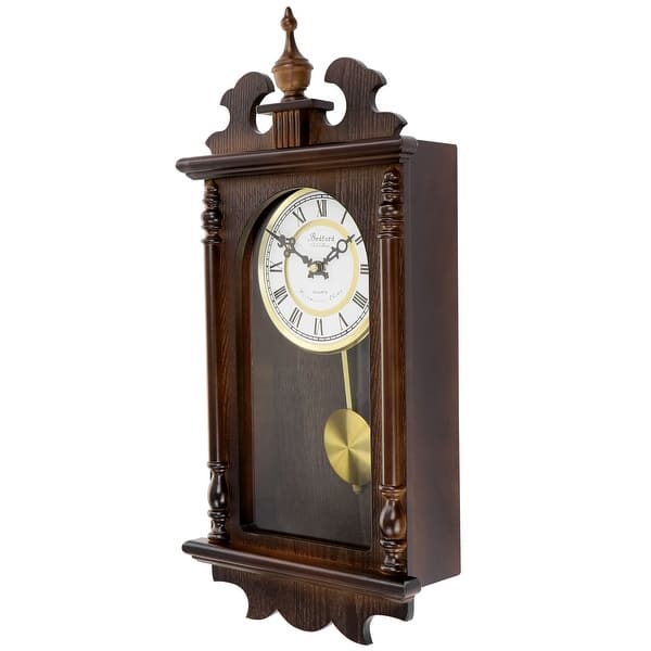 Bedford Clock Collection Leo 21 In Chestnut Wood Pendulum Wall Clock ...