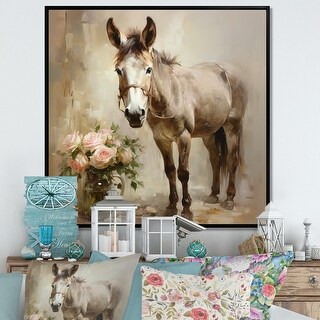 Designart "Farmhouse Donkey In Field I" Donkey Grey Wall Decor - Modern ...