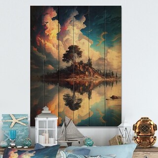 Designart 'Single Tree On A Little Island Under A Vibrant Sky ...