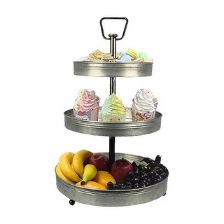 Silver Tin Triple Layer Serving Tray, Multi - 12"L x 17.75"H - Bed Bath ...