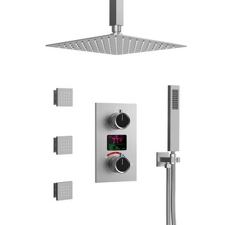 Celling Mounted 12 in Rain Shower Head LCD Digital Thermostatic Shower ...