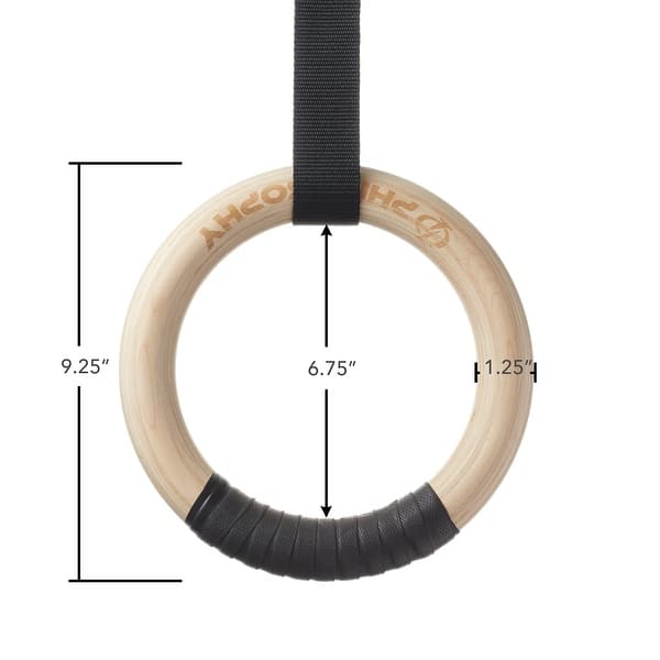 Wood Gymnastic Rings 1125 Exercise Ring Set with Adjustable Straps ...