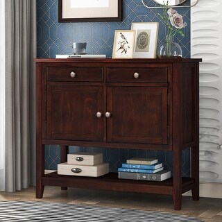 39" Modern Espresso Entryway Console Table with 2 Cabinets and Shelf ...