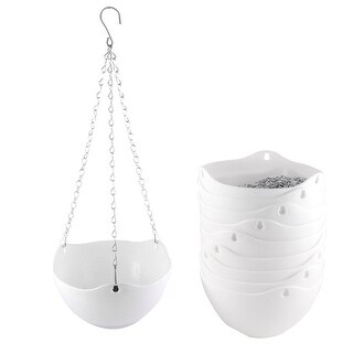 10pcs White Plastic Hanging Flower Pot Plant Planter Basket Home Garden ...