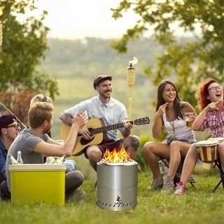 15" Smokeless Outdoor Wood Burning Portable Stainless Steel Fire Pit ...