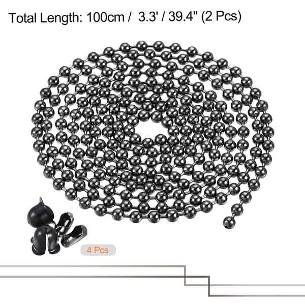 2pcs Pull Chain Extension 39.4" Long Beaded Link with Clasp and Pendant ...