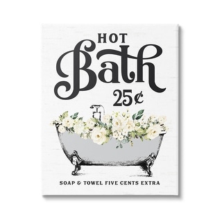 Stupell Hot Bath Floral Tub Canvas Wall Art Design by Lettered and ...