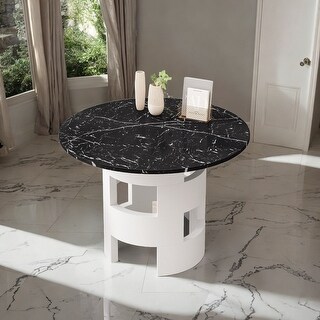 42.12" Modern Marble Table Top Printed Round Table for Living Room ...