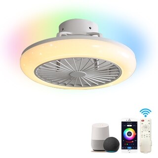 18" Smart LED Bladeless Ceiling Fans Remote with Alexa/Google, Modern ...