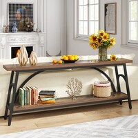 70.8undefined Extra Long Console Table, Narrow Sofa Tables with 2 Tier ...
