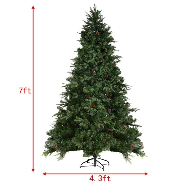 Costway 7Ft Pre-Lit Artificial Christmas Tree Hinged w/ 460 LED Lights ...
