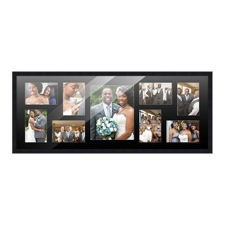 12x32 Black Wood Collage Frame with a Black Mat for 8x10 & 4x6 - Bed ...