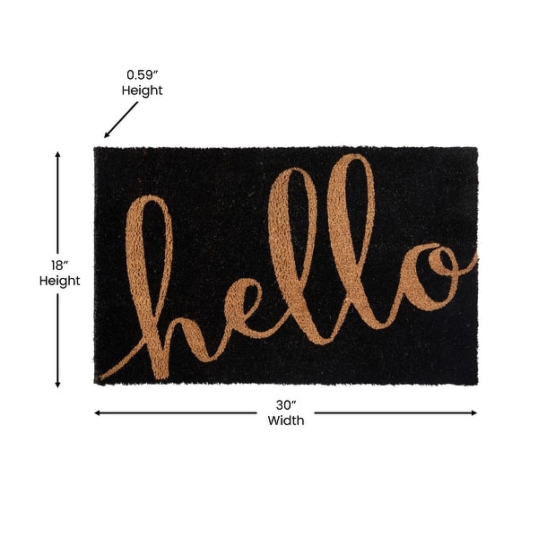 Indoor/Outdoor Coir Doormat with Hello Message and Non-Slip Back - Bed ...