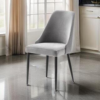 Gene 19 Inch Side Dining Chairs Set of 2, Tall Curved Back, Gray Velvet ...