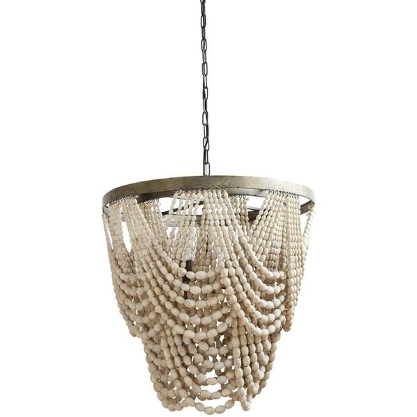 Wood Beads Bohemian Style Hanging Pendant Lamp Height Adjustable ...