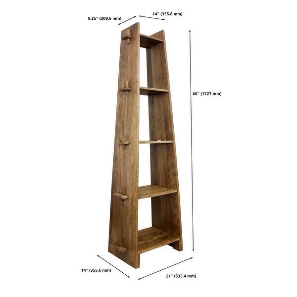 Solid Acacia Wood 5 Tier A-Frame Bookcase - Bed Bath & Beyond - 33828855