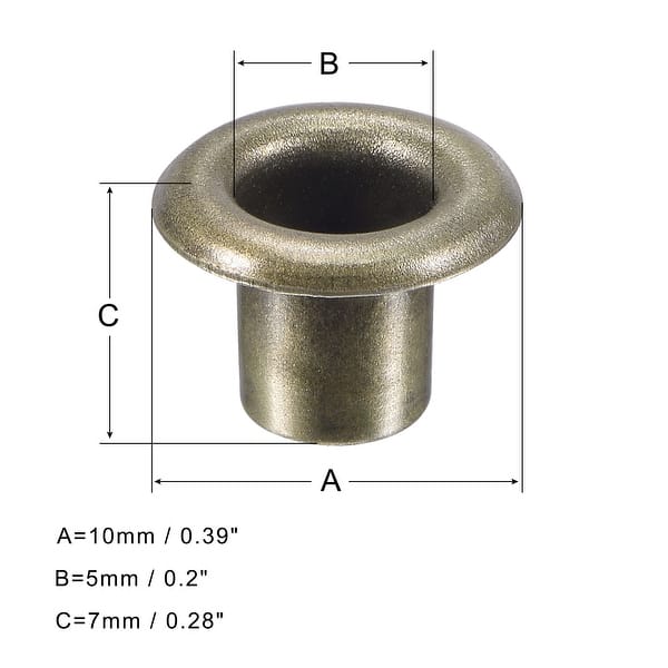 10 x 5 x 7mm Alloy Chrome Plated Eyelets with Washers Rivets Bronze 100 ...