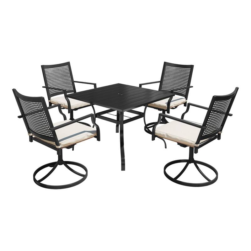 Steel square dining table with chair (set of 5) - On Sale - Overstock ...
