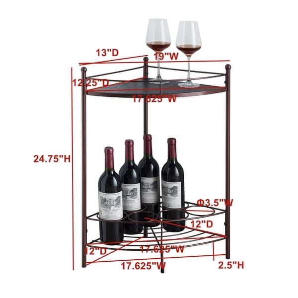 Bronze Triangular Wine Rack for 7 Bottles with Wood Shelf - Bed Bath ...