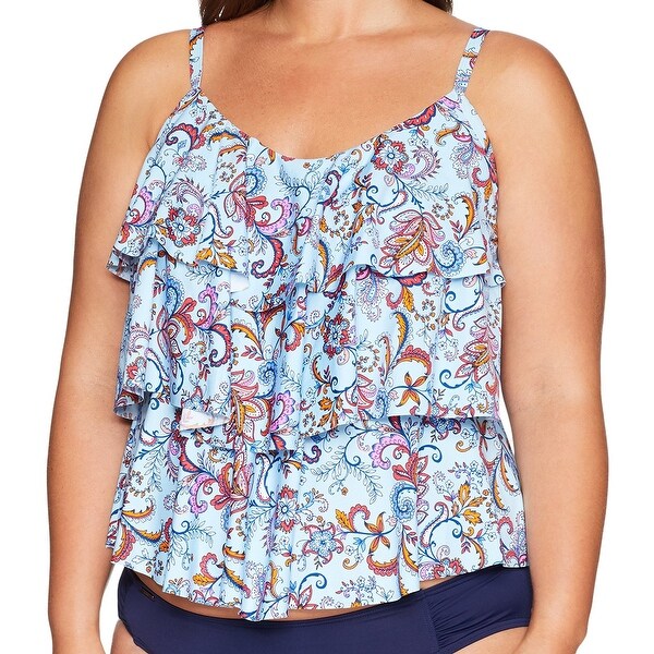 Shop Kenneth Cole REACTION Blue Womens Size 3X Plus Tankini Top ...
